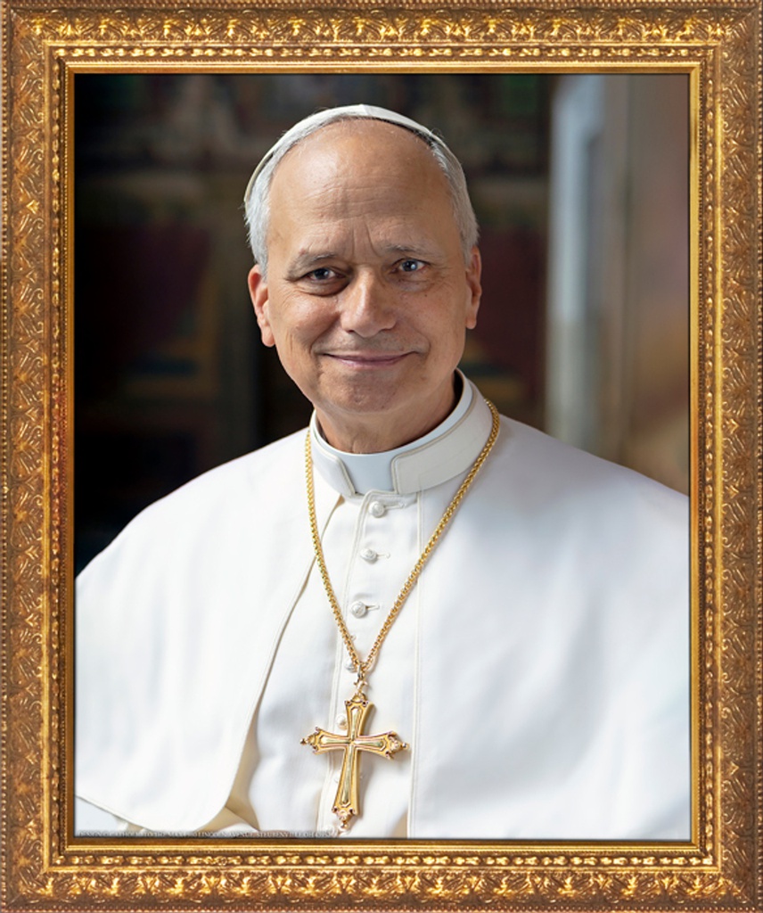 Pope Leo XIV Formal Portrait in Gold Frame | A.T. Merhaut, Inc.