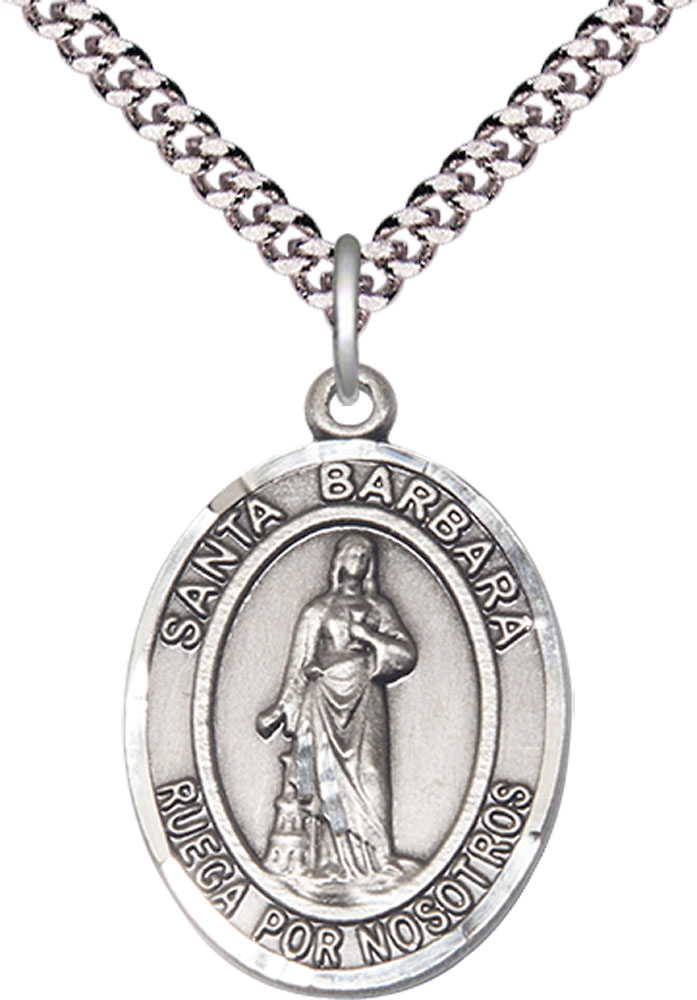 Sterling Silver Santa Barbara Pendant on a 24 inch Light Rhodium Heavy ...