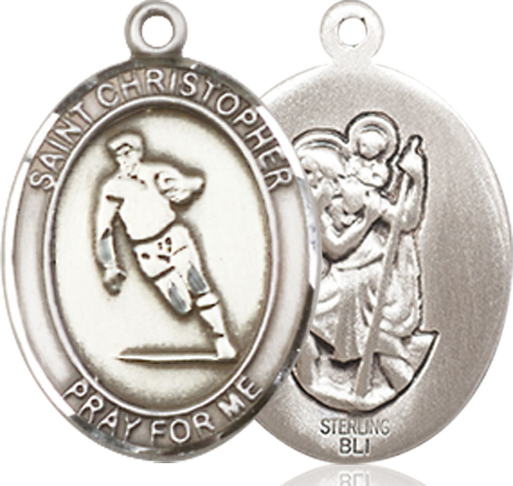 Sterling Silver Saint Christopher Rugby Medal | A.T. Merhaut, Inc.